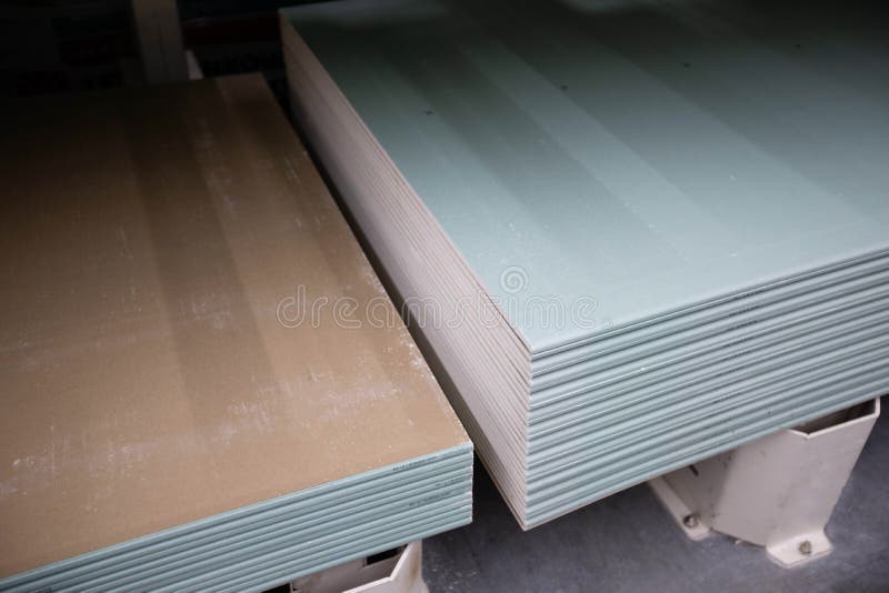Sheets of Moisture-resistant Drywall of Different Brands are Stacked in ...