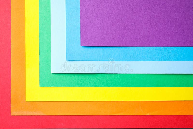 Sheets of Multicolored Paper, Top View. Rainbow Stock Image - Image of ...