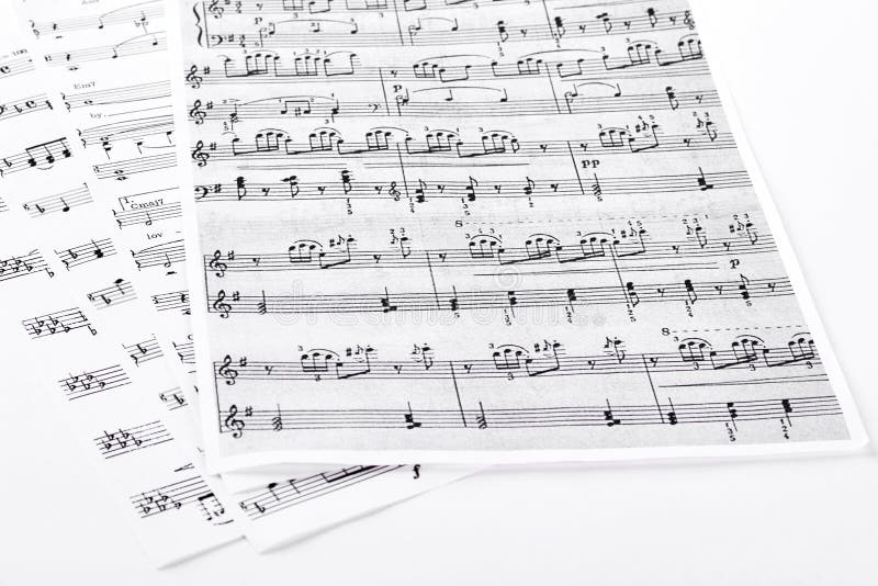 Sheets with musical notes. stock photo. Image of background - 103273798