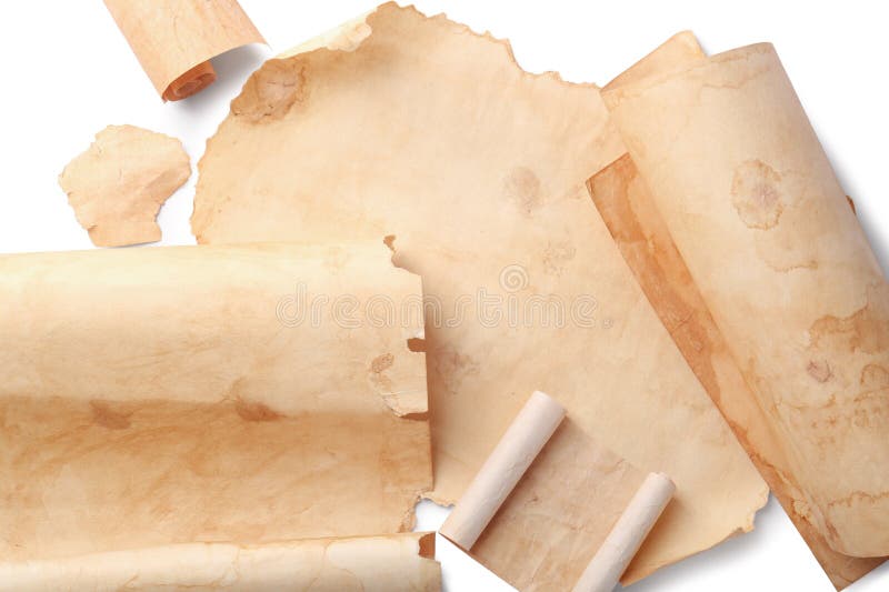 Sheets of Old Parchment Paper on White Background Stock Photo - Image ...