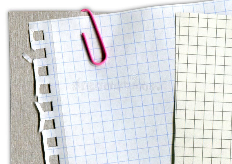 Sheets of Paper in a Cage for Notes with a Paper Clip, Top View, Copy ...