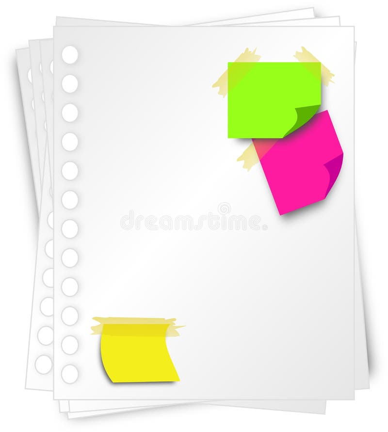 Sheets of Paper with Colored Small Papers Stock Illustration ...