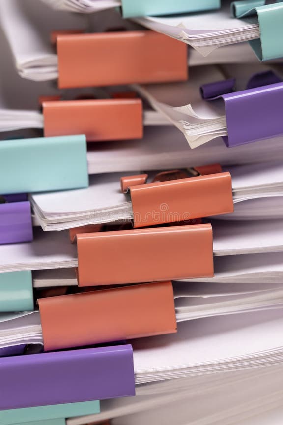 Sheets of Paper are Connected by Clips, the Sheets of Paper Stock Image ...