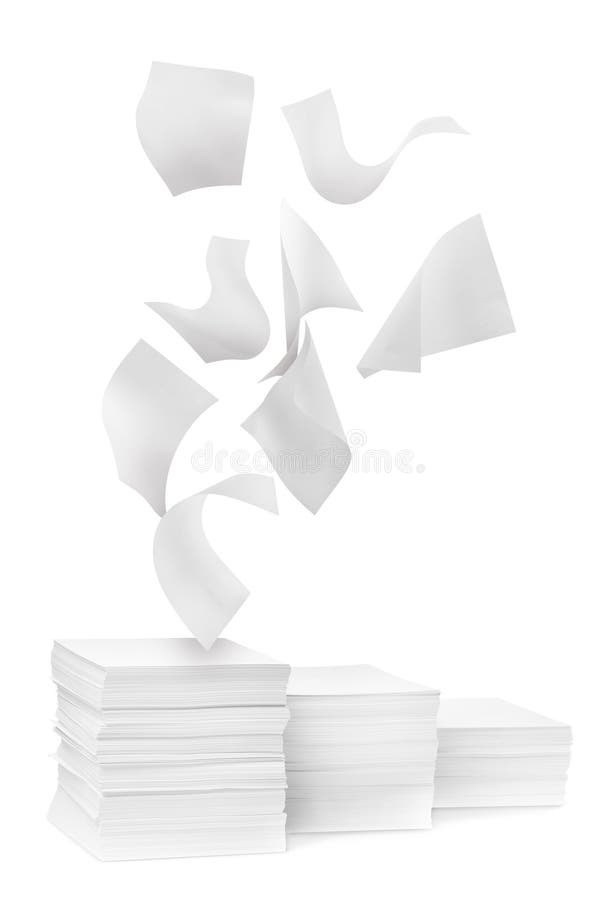 Sheets of Paper Falling Onto Stacked Ones on White Background Stock ... Sheets of Paper Falling Onto Stacked Ones on White Background Stock ...
