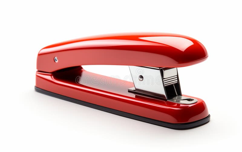 Sheets Paper Red Stapler White Background Stock Illustration ...