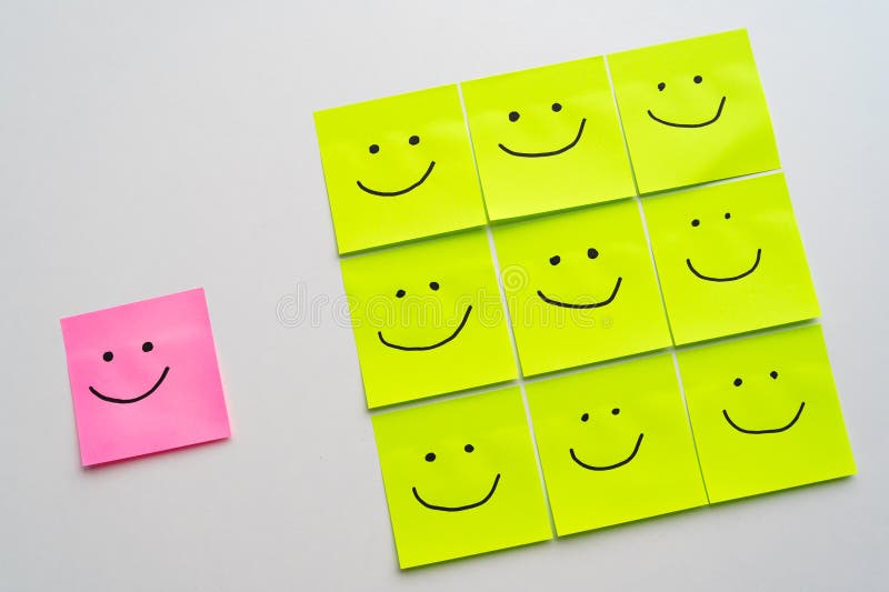 Sheets of Paper with Smiley Faces Drawn on Them. Stock Photo - Image of ...