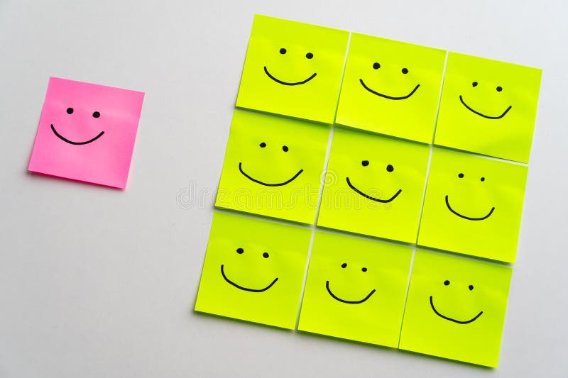Sheets of Paper with Smiley Faces Drawn on Them. Stock Photo - Image of ...