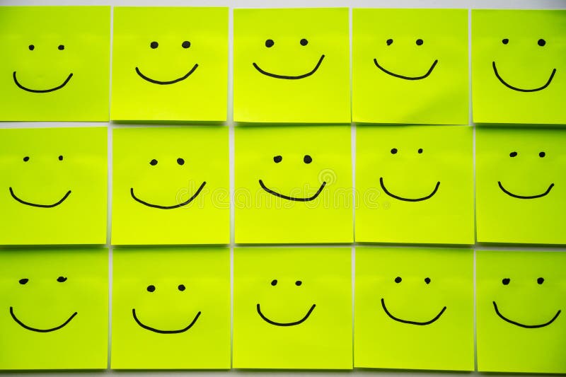 Sheets of Paper with Smiley Faces Drawn on Them. Stock Image - Image of ...
