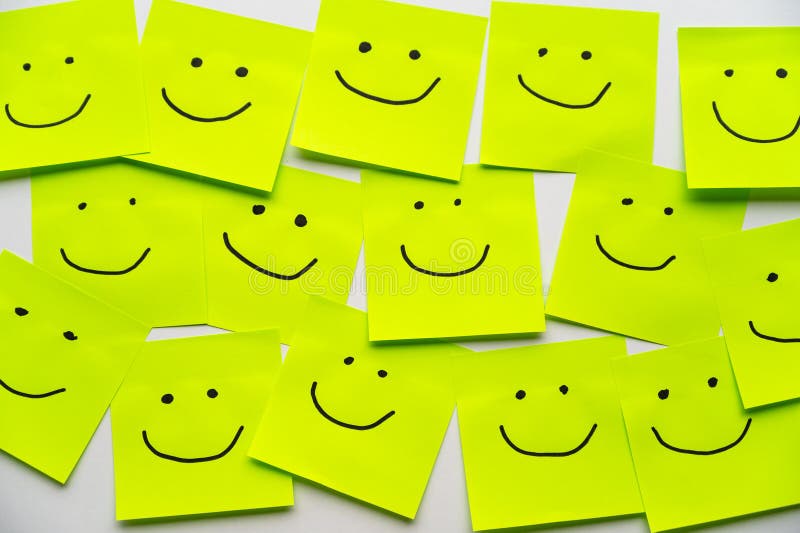Sheets of Paper with Smiley Faces Drawn on Them. Stock Photo - Image of ...