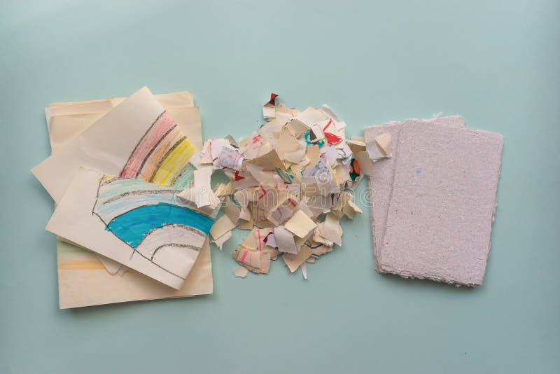 Sheets of Paper and a Zero Waste Sign are on the Table. Paper Recycling ...