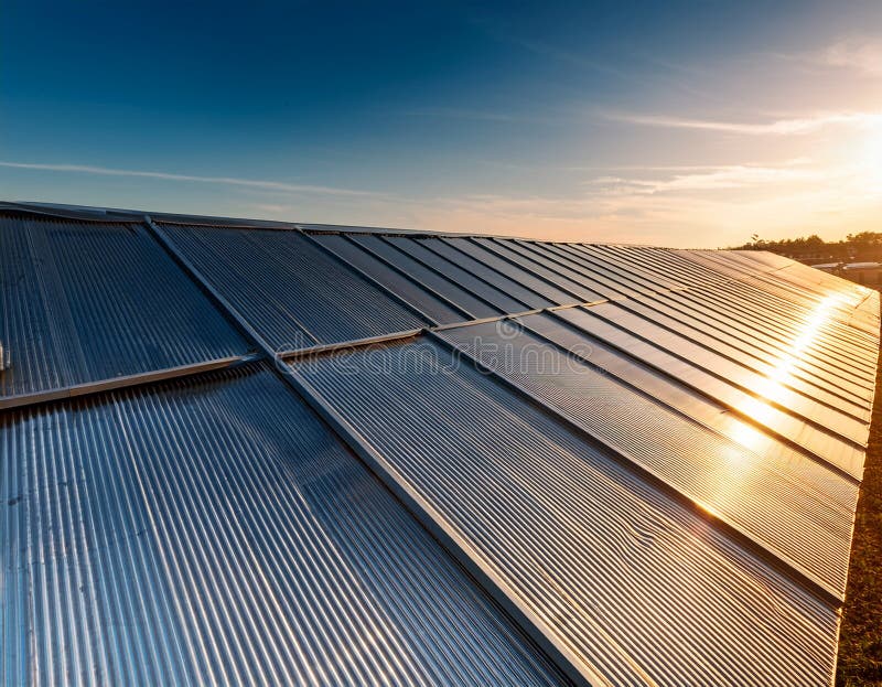 Sheets of Reflective Aluminum Panels Resting at an Incline, Glowing ...