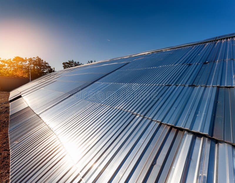 Sheets of Reflective Aluminum Panels Resting at an Incline, Glowing ...