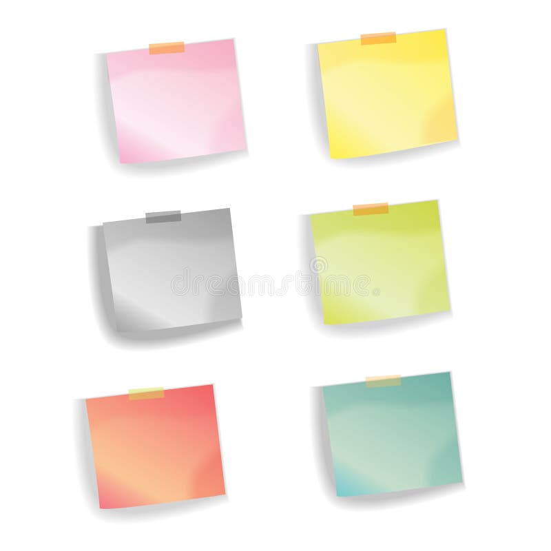 Set of Post-it Notes with Shadow, Pinned Adhesive Tape, Ready for Your ...