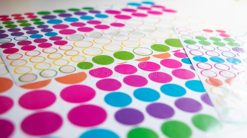 Sheets of Stickers Scattered on the Table Stock Photo - Image of blank ...