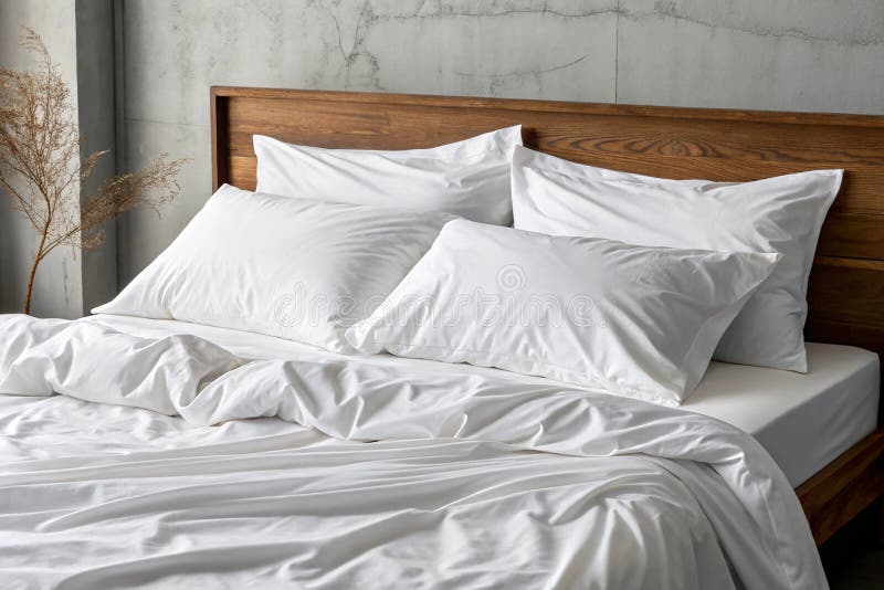 Sheets of Unmade Bed. White Cotton Sheets of an Unmade Bed Stock Photo ...