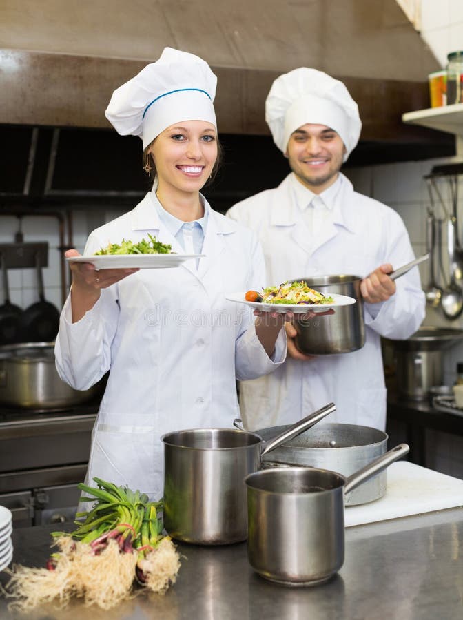 Shef and Assistant Preparing Meal Stock Image - Image of occupation ...