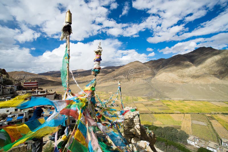 Shegar Dzong (Chode-Klooster) in Tingri in Tibet Stock Afbeelding ...