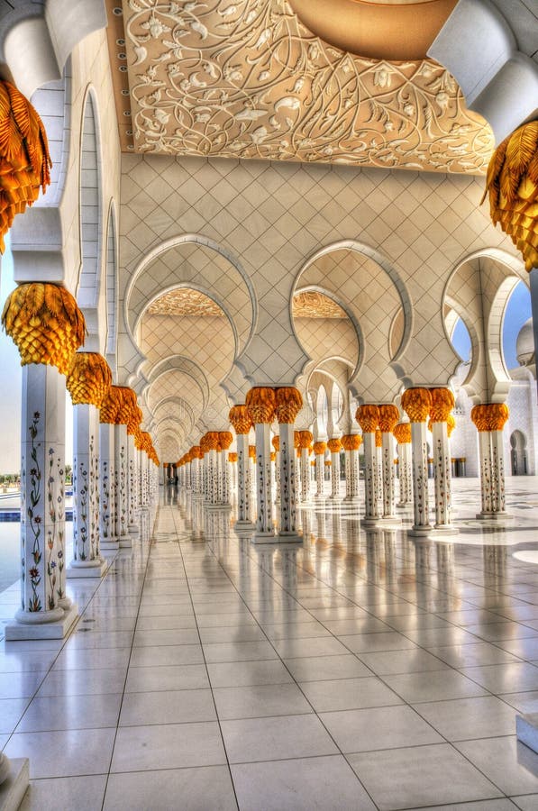 Wall and Floor Decoration in Sheikh Zayed Mosque Stock Image - Image of ...