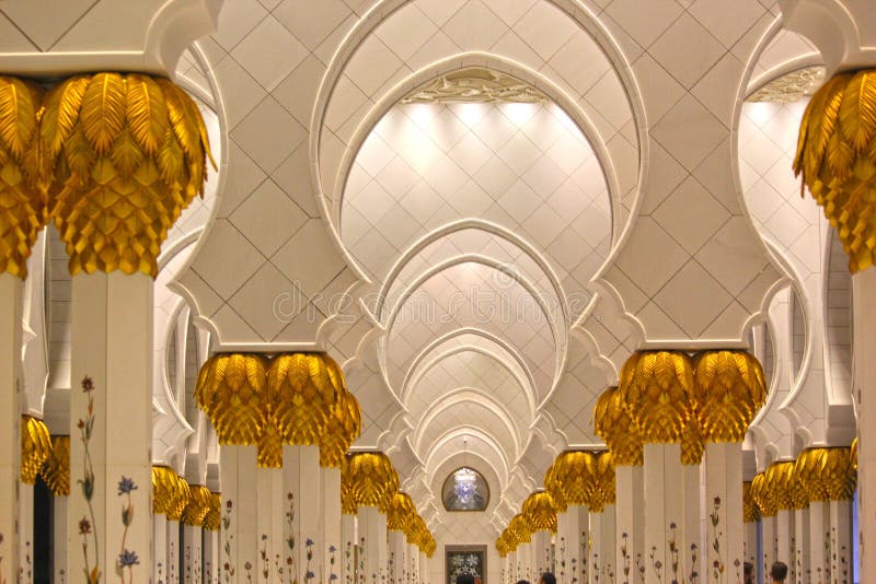 Sheikh Zayed Grand Mosque Pillar Flower Design Editorial Photo - Image ...