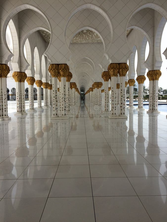 Marble Floors White Mosque In Abu Dhabi. The UAE. Stock Photo - Image ...