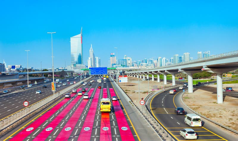 Sheikh Zayed Highway in Dubai Editorial Image - Image of skyscraper ...