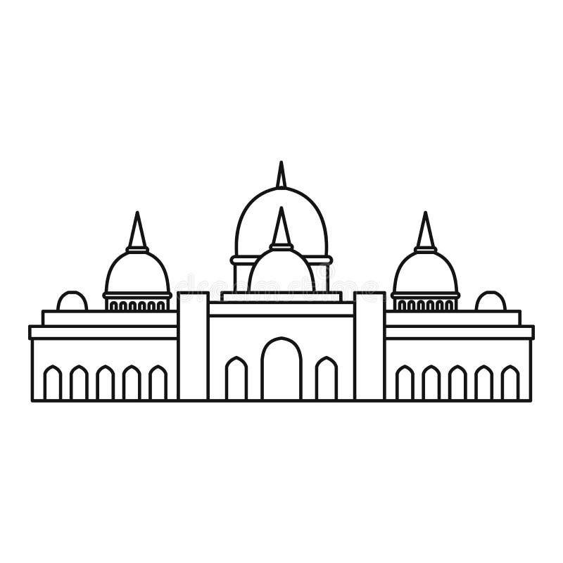 Sheikh Zayed Mosque, Abu Dhabi Icon, Outline Style Stock Vector ...