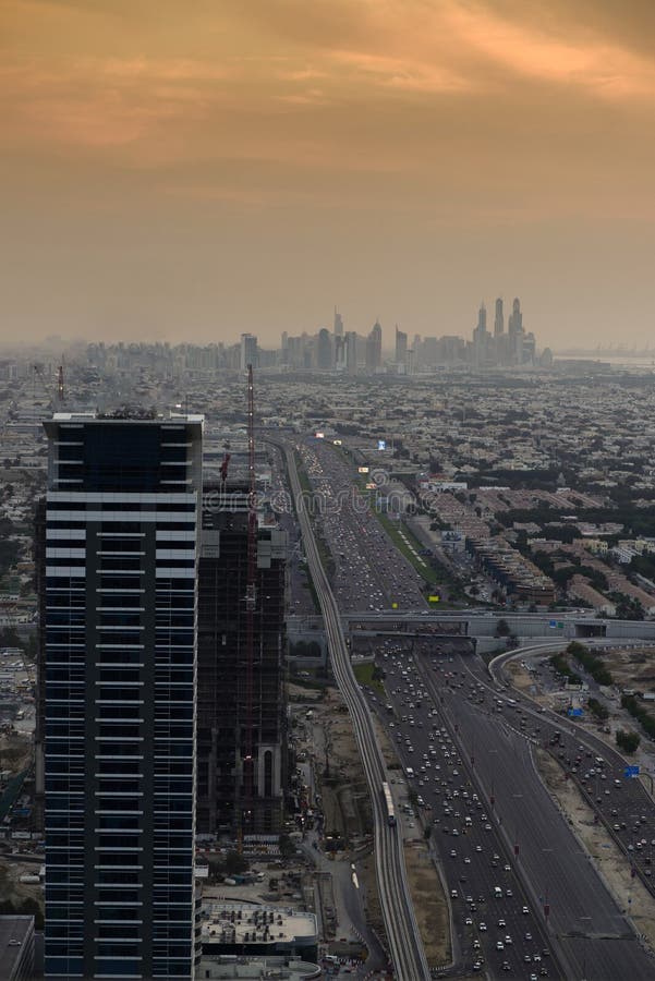 Sheikh Zayed road skyline stock photo. Image of burj - 55933994