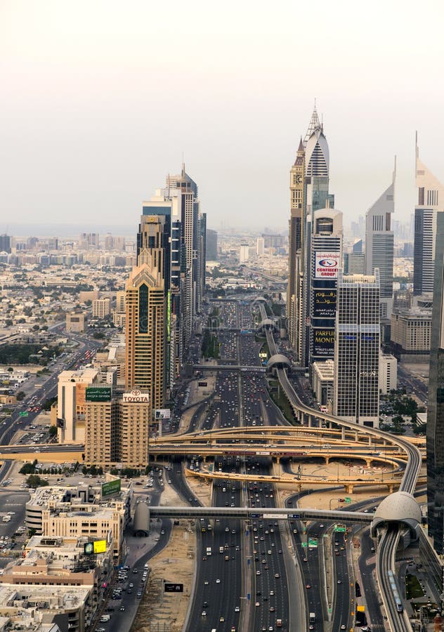 Sheikh Zayed road skyline editorial stock image. Image of architecture ...