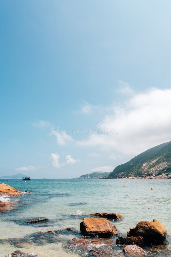 Shek O Beach Seascape in Hong Kong Stock Photo - Image of resort, hill ...