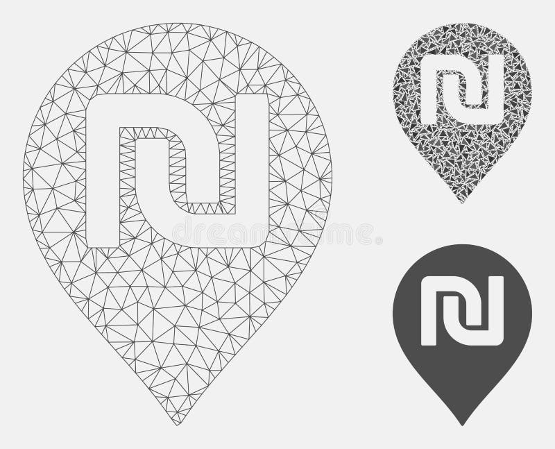 Shekel Map Marker Vector Mesh Wire Frame Model and Triangle Mosaic Icon ...