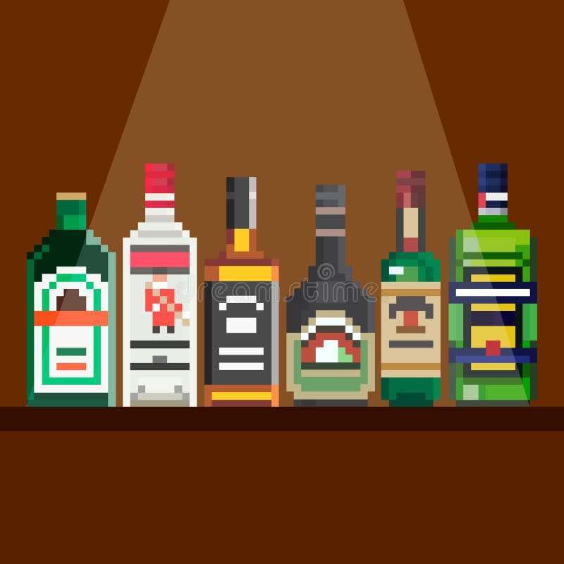 Shelf with alcohol stock illustration. Illustration of color - 86113944