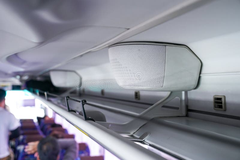 Shelf, Barricade Partition on the Bus and Speaker for Guide To ...