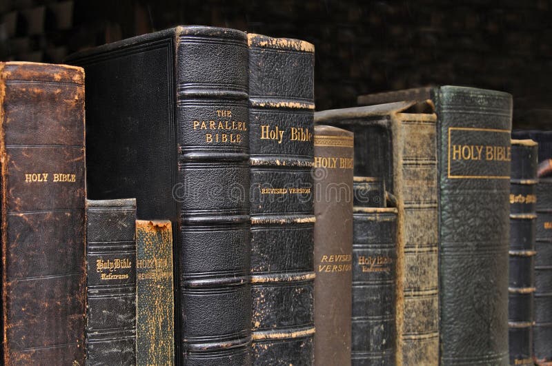 Library with Ladder Full of Old Bibles Stock Image - Image of shelf ...