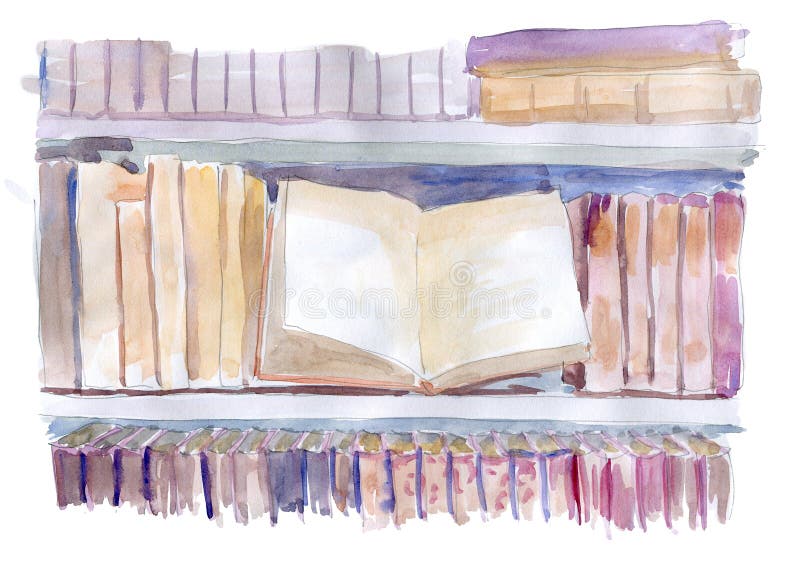 Shelf of books stock illustration. Illustration of booksonshelves ...