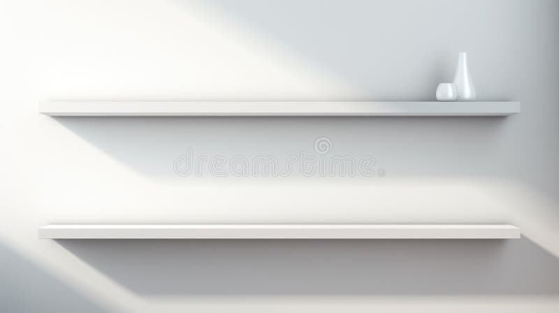 Shelf Bookshelf Clean Display on White Wall, Ai Stock Illustration ...