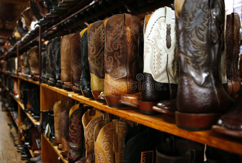 Wall of Cowboy Boots stock photo. Image of retail, santa - 94069260