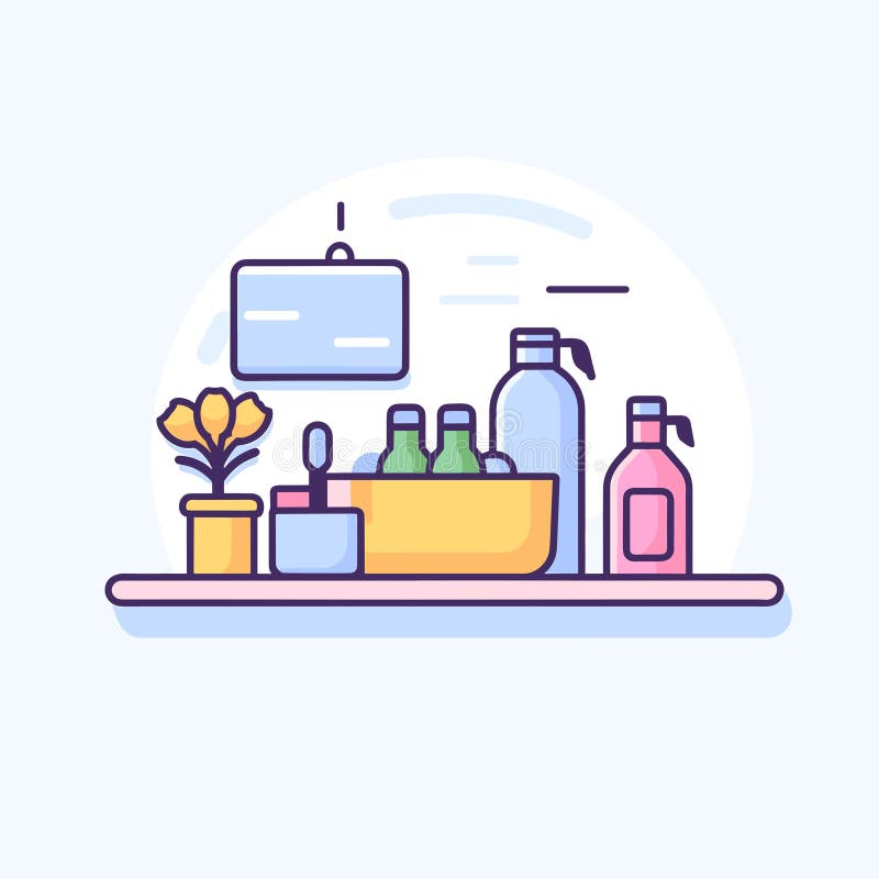 Vector of a Flat Vector Icon of a Shelf with Bottles and Containers ...