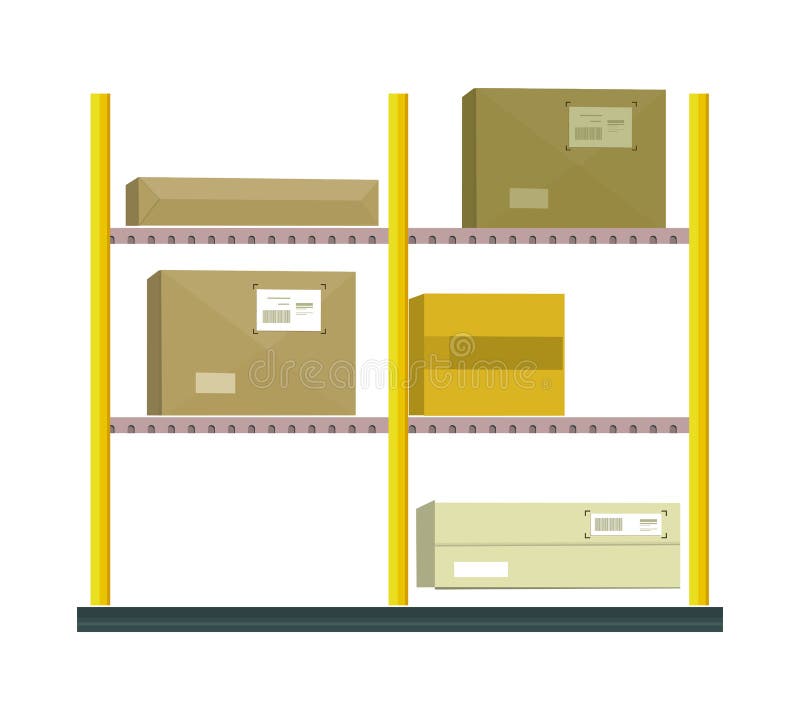 Shelf with Cartoon Box stock vector. Illustration of order - 86778156