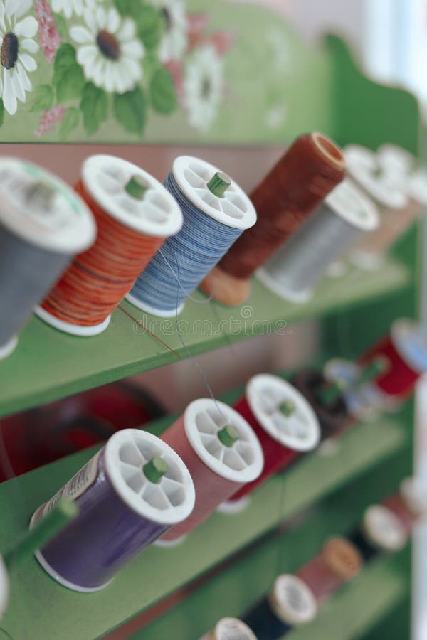 Shelf of Colorful Thread Set Material for Sewing Embroidery Stock Photo ...