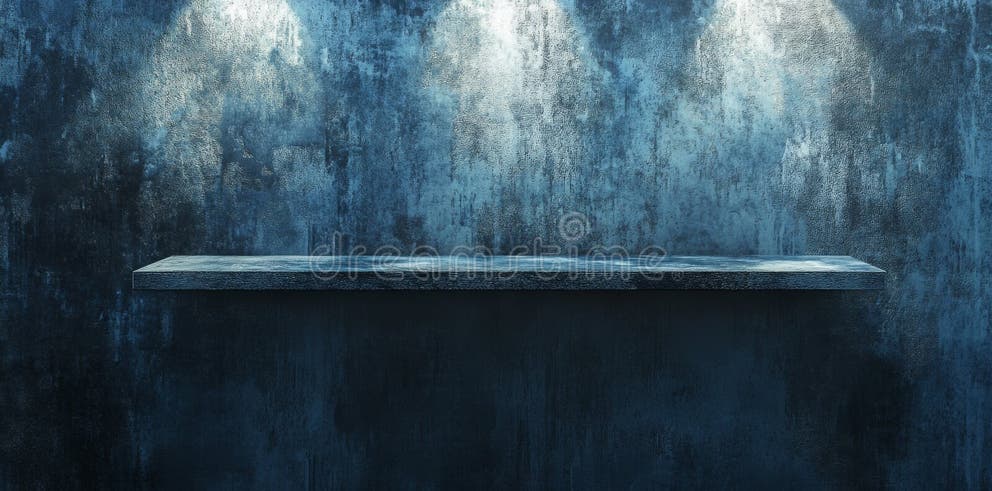 A Shelf Devoid of Items, Placed Against a Textured Wall with a Warm ...