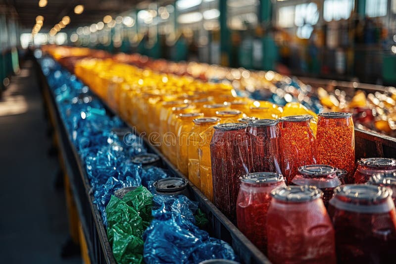 A Shelf Display of Variously Colored Liquids in Glass Jars Stock Image ...