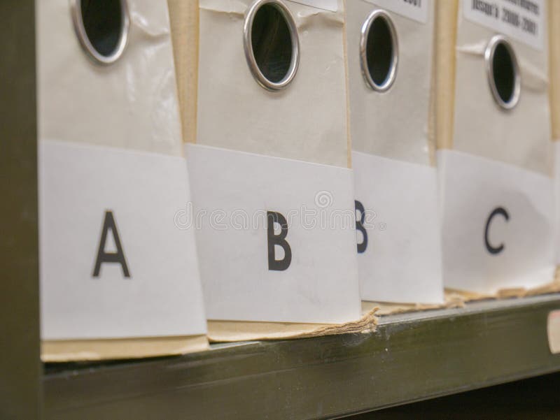 Shelf with File Folders in a Archives Stock Image - Image of folder ...