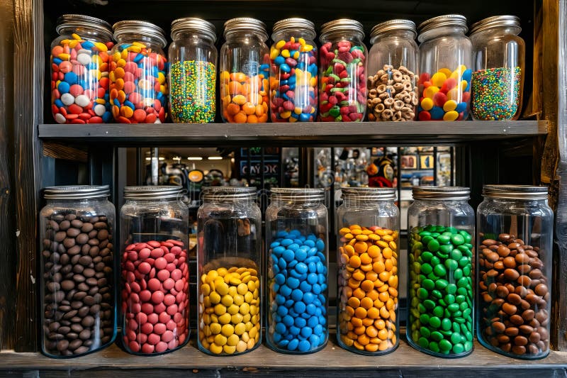 A Shelf Filled with Lots of Different Colored Candies. Generative AI ...