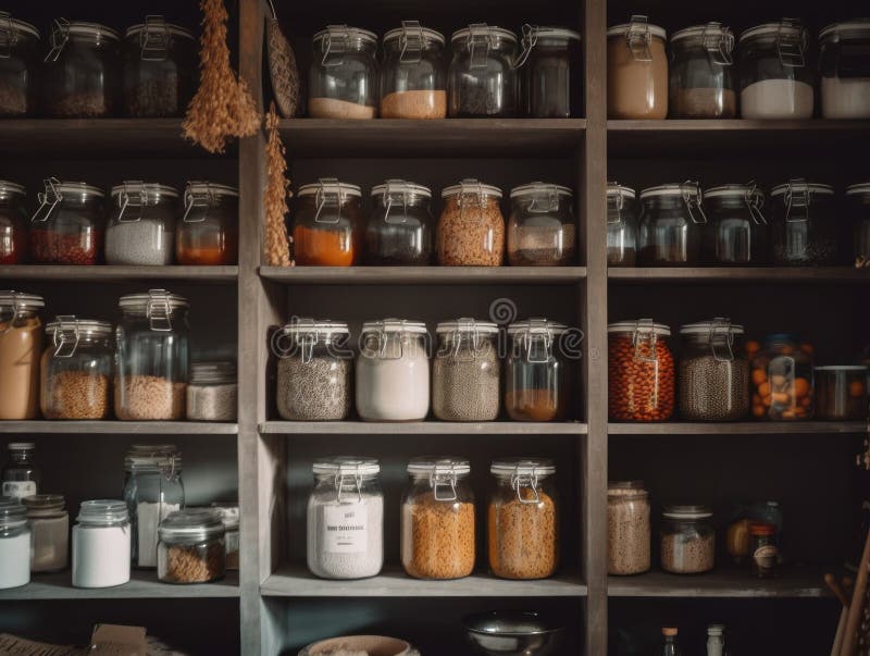 A Shelf Filled with Lots of Different Types of Jars. AI Generative ...