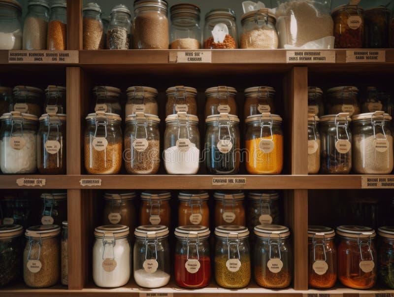 A Shelf Filled with Lots of Different Types of Jars. AI Generative ...