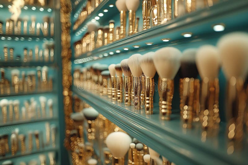 A Shelf Filled with Neatly Organized Makeup Brushes, Showcasing Tools ...