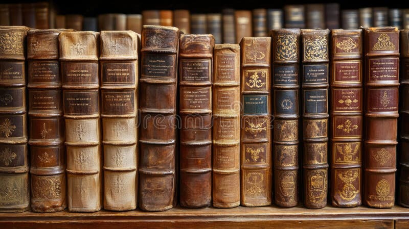 A Shelf Full of Old Books with a Lot of Them Stock Illustration ...