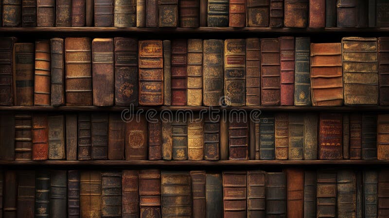 A Shelf Full of Old Books with Many Different Covers Stock Illustration ...