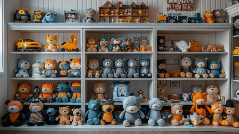 Shelf full of teddy bears stock photo. Image of collection - 312212498