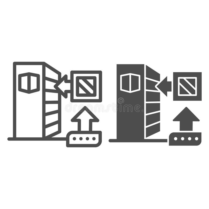 Shelf for Goods and Box Line and Solid Icon, Delivery Packaging ...